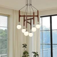 China Retro Multi Head glass chandelier ASTRA Wood Pendant Light (WH-GP-180) for sale
