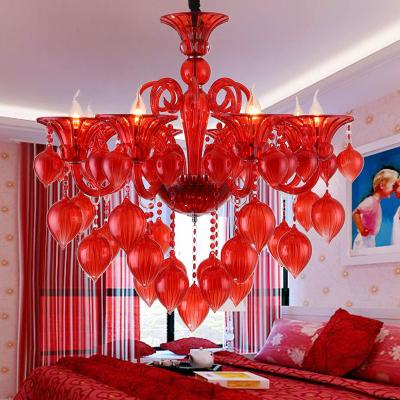 China Italian glass Red Blue Pink chandelier with Crystal Ball For Dining room Kitchen Lighting (WH-CY-154) for sale