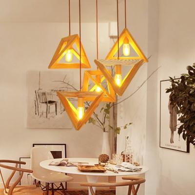 China Triangle rectangle wood Pendant Hanging Lights For Indoor Home Kitchen Dining room (WH-WP-14) for sale