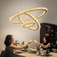 China Chrome Diamond Ring Pendant Lamp Stainless Steel Hanging Light Fixtures Adjustable Chandelier (WH-AP-81) for sale