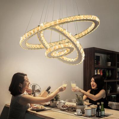 China Chrome Diamond Ring Pendant Lamp Stainless Steel Hanging Light Fixtures Adjustable Chandelier (WH-AP-81) for sale