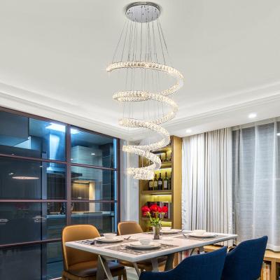 China Spin Stairs Dining room Kitchen Living room Crystal Pendant Lamp Indoor House Lighting (WH-AP-84) for sale