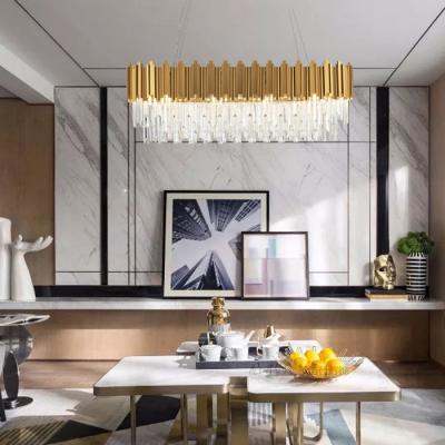 China Gold Rectangle Drop Crystal Pendant Lamp For House Living room Bedroom Lighting Decor (WH-AP-97）) for sale