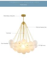 China Modern Glass Ball Chandelier Black Gold Frosted Glass bubble light (WH-GP-190) for sale