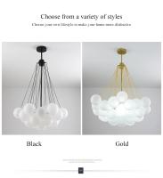 China Modern Glass Ball Chandelier Black Gold Frosted Glass bubble light (WH-GP-190) for sale