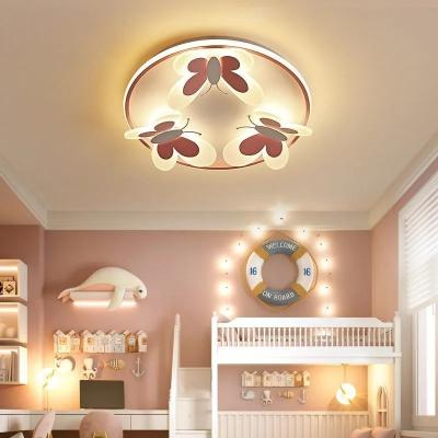 China girl bedroom lamp Indoor Study Salon Creative Decorative pink Butterfly ceiling lamp(WH-MA-301) for sale
