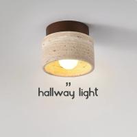 China Aisle Decoration Light Fixtures Nordic Walnut Stone Yellow Travertine Ceiling Lamp(WH-MA-315) for sale
