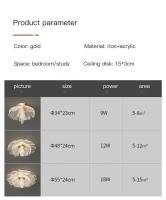 China Gold Luxury Lighting Hallway Interior Study Bedroom Acrylic Lamp LED Flower Ceiling Light(WH-MA-320) for sale