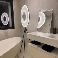 China Bedroom Bedside Standing Light Home Decor Art Round Halo Fabric Pleats Led Floor Lamp(WH-MFL-196) for sale