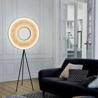China Bedroom Bedside Standing Light Home Decor Art Round Halo Fabric Pleats Led Floor Lamp(WH-MFL-196) for sale