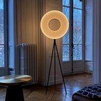 China Bedroom Bedside Standing Light Home Decor Art Round Halo Fabric Pleats Led Floor Lamp(WH-MFL-196) for sale