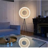 China Bedroom Bedside Standing Light Home Decor Art Round Halo Fabric Pleats Led Floor Lamp(WH-MFL-196) for sale