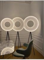 China Bedroom Bedside Standing Light Home Decor Art Round Halo Fabric Pleats Led Floor Lamp(WH-MFL-196) for sale