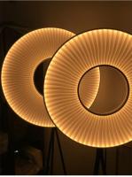 China Bedroom Bedside Standing Light Home Decor Art Round Halo Fabric Pleats Led Floor Lamp(WH-MFL-196) for sale