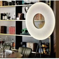 China Bedroom Bedside Standing Light Home Decor Art Round Halo Fabric Pleats Led Floor Lamp(WH-MFL-196) for sale
