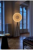 China Bedroom Bedside Standing Light Home Decor Art Round Halo Fabric Pleats Led Floor Lamp(WH-MFL-196) for sale