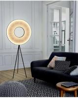 China Bedroom Bedside Standing Light Home Decor Art Round Halo Fabric Pleats Led Floor Lamp(WH-MFL-196) for sale