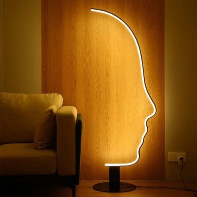 China Indoor Lighting Lustre Fixture Bedroom Bedside Standing Light Nordic Human Face Led Floor Lamp(WH-MFL-222) for sale