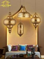 China Saudi Arabia Design Luxury Gold Lustre Pendant Lights LED E27 Hollow Carving Southeast Asia Hanging Lamp (WH-DC-69) for sale