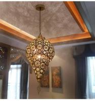 China Southeast Asia Gold Lustre Iron Art Hanging Lamp Moroccan Retro Vintage Industrial Hanging Lamp(WH-DC-70) for sale