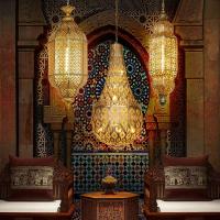 China Southeast Asia Gold Lustre Iron Art Hanging Lamp Moroccan Retro Vintage Industrial Hanging Lamp(WH-DC-70) for sale