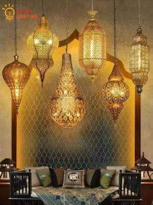 China Southeast Asia Gold Lustre Iron Art Hanging Lamp Moroccan Retro Vintage Industrial Hanging Lamp(WH-DC-70) for sale