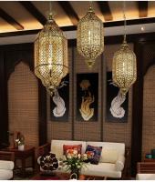 China Southeast Asia Gold Lustre Iron Art Hanging Lamp Moroccan Retro Vintage Industrial Hanging Lamp(WH-DC-70) for sale