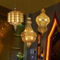 China Southeast Asia Gold Lustre Iron Art Hanging Lamp Moroccan Retro Vintage Industrial Hanging Lamp(WH-DC-70) for sale