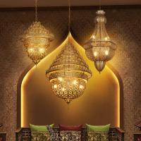 China Southeast Asia Gold Lustre Iron Art Hanging Lamp Moroccan Retro Vintage Industrial Hanging Lamp(WH-DC-70) for sale