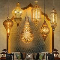 China Southeast Asia Gold Lustre Iron Art Hanging Lamp Moroccan Retro Vintage Industrial Hanging Lamp(WH-DC-70) for sale