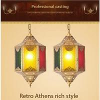 China Brass stained glass chandelier LED copper chandelier Moroccan style lighting (WH-DC-75) for sale