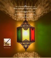 China Brass stained glass chandelier LED copper chandelier Moroccan style lighting (WH-DC-75) for sale