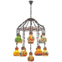China Vintage Art Deco Handcrafted Lamparas de mesa Colorful Stained Glass Romantic Pendant Lamp Turkish Mosaic Chandelier(WH-DC-82) for sale