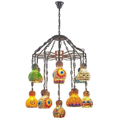 China Vintage Art Deco Handcrafted Lamparas de mesa Colorful Stained Glass Romantic Pendant Lamp Turkish Mosaic Chandelier(WH-DC-82) for sale