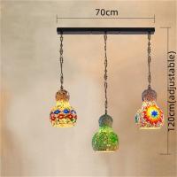 China Vintage Art Deco Handcrafted Lamparas de mesa Colorful Stained Glass Romantic Pendant Lamp Turkish Mosaic Chandelier(WH-DC-82) for sale