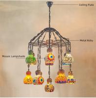 China Vintage Art Deco Handcrafted Lamparas de mesa Colorful Stained Glass Romantic Pendant Lamp Turkish Mosaic Chandelier(WH-DC-82) for sale