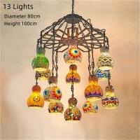 China Vintage Art Deco Handcrafted Lamparas de mesa Colorful Stained Glass Romantic Pendant Lamp Turkish Mosaic Chandelier(WH-DC-82) for sale