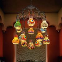 China Vintage Art Deco Handcrafted Lamparas de mesa Colorful Stained Glass Romantic Pendant Lamp Turkish Mosaic Chandelier(WH-DC-82) for sale