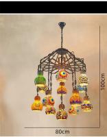 China Vintage Art Deco Handcrafted Lamparas de mesa Colorful Stained Glass Romantic Pendant Lamp Turkish Mosaic Chandelier(WH-DC-82) for sale