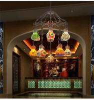 China Vintage Art Deco Handcrafted Lamparas de mesa Colorful Stained Glass Romantic Pendant Lamp Turkish Mosaic Chandelier(WH-DC-82) for sale