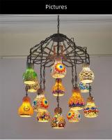 China Vintage Art Deco Handcrafted Lamparas de mesa Colorful Stained Glass Romantic Pendant Lamp Turkish Mosaic Chandelier(WH-DC-82) for sale