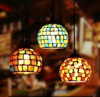 China LED Colorful Glass Hanging Lamp Morocco Decor Turkish Mosaic Lamps (WH-DC-86) for sale