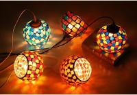 China LED Colorful Glass Hanging Lamp Morocco Decor Turkish Mosaic Lamps (WH-DC-86) for sale