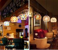 China LED Colorful Glass Hanging Lamp Morocco Decor Turkish Mosaic Lamps (WH-DC-86) for sale