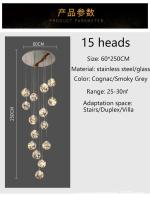 China Modern Led Chandelier Glass Ball Pendant Light Staircase LED Decor Lusters(WH-NC-125) for sale