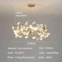 China Luxury Ginkgo Led Chandeliers Living Dining Room Lighting staircase lamp (WH-NC-135) for sale