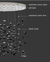 China Black Art Luxury Stone Crystal Chandelier Staircase Modern Cristal LED Hanging Lamp  (WH-NC-146) for sale