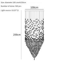 China Black Art Luxury Stone Crystal Chandelier Staircase Modern Cristal LED Hanging Lamp  (WH-NC-146) for sale