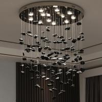 China Black Art Luxury Stone Crystal Chandelier Staircase Modern Cristal LED Hanging Lamp  (WH-NC-146) for sale