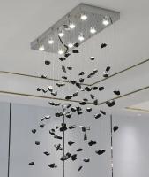 China Black Art Luxury Stone Crystal Chandelier Staircase Modern Cristal LED Hanging Lamp  (WH-NC-146) for sale